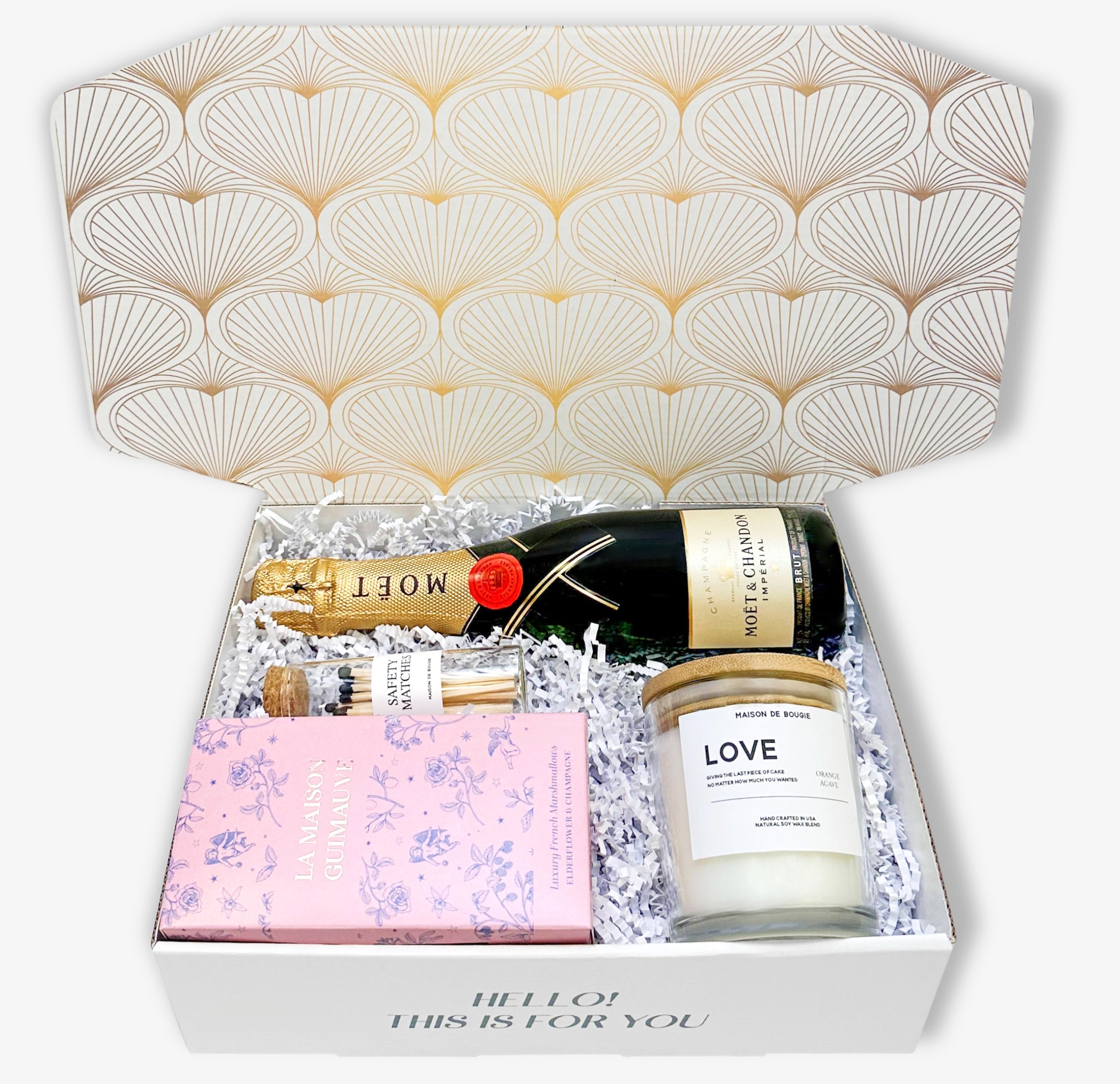 Newlyweds Gift Basket With Moet Champagne | Luxury Gift Box Delivered ...